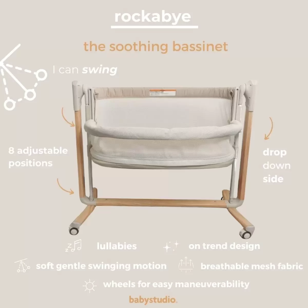 Self-Rocking Bassinet by Rockabye | Baby Brand in Australia | One Fine Baby